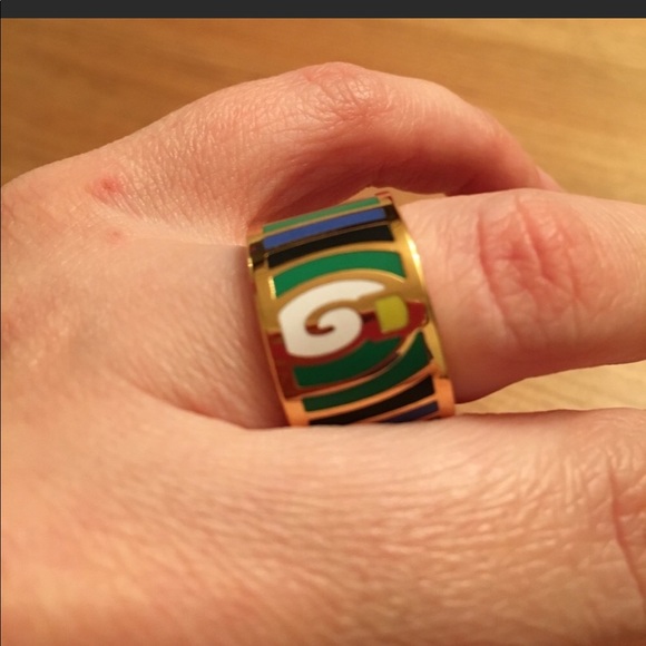 Jewelry | Hp Stainless Steel Gold Enamel Ceramic Ring | Poshmark